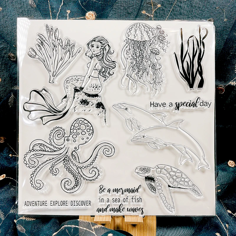 Panalisacraft Mermaid Ocean Sea Stamp Transparent Clear Silicone Stamps ...
