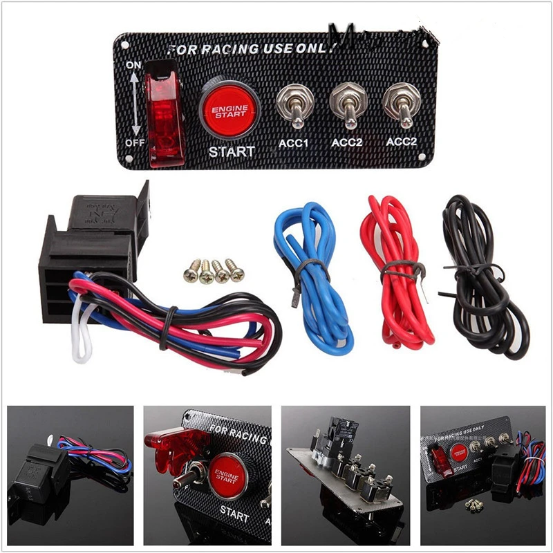 Universal Carbon Fiber Race Car Ignition Accessory Engine Start Push ...