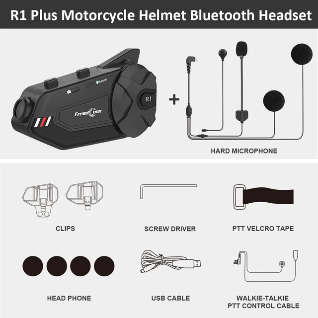 Freedconn R1Plus Bluetooth Motorcycle Intercom Helmet Headset Wifi APP Speaker Headphone ...