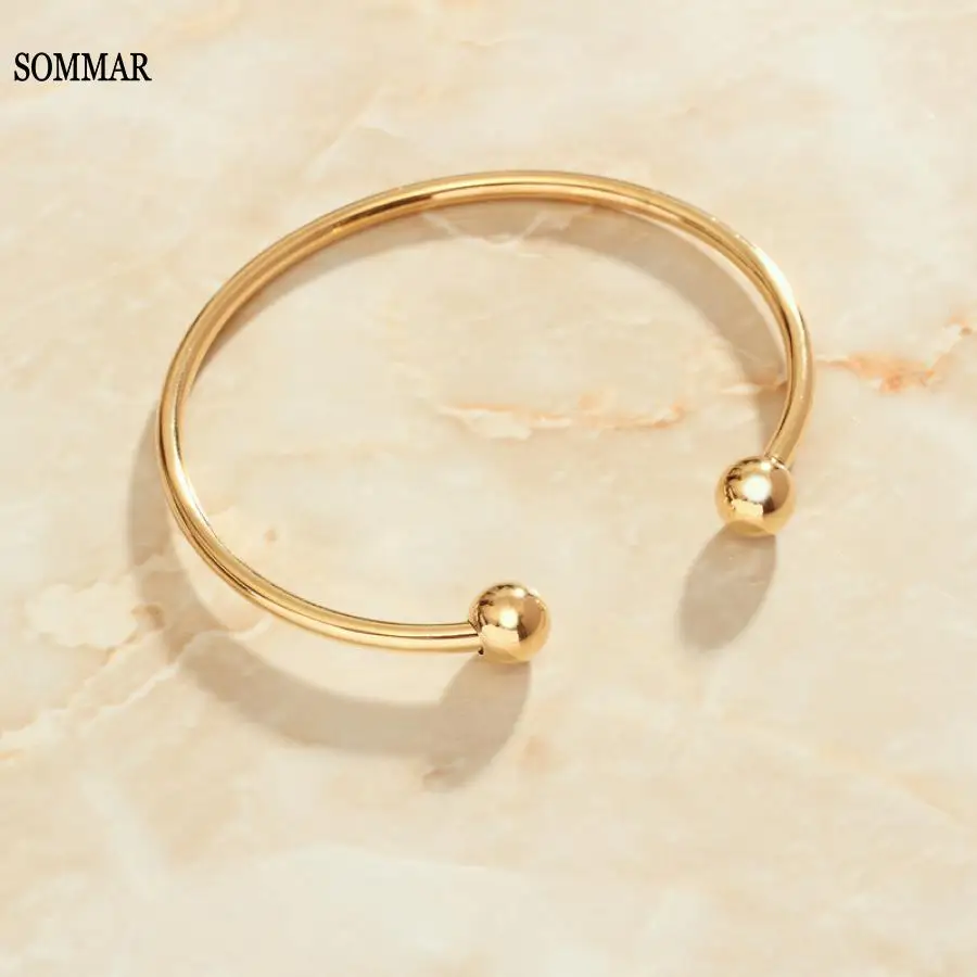 SOMMAR Fashion Gold/stainless_steel color charms bangle for female C ...