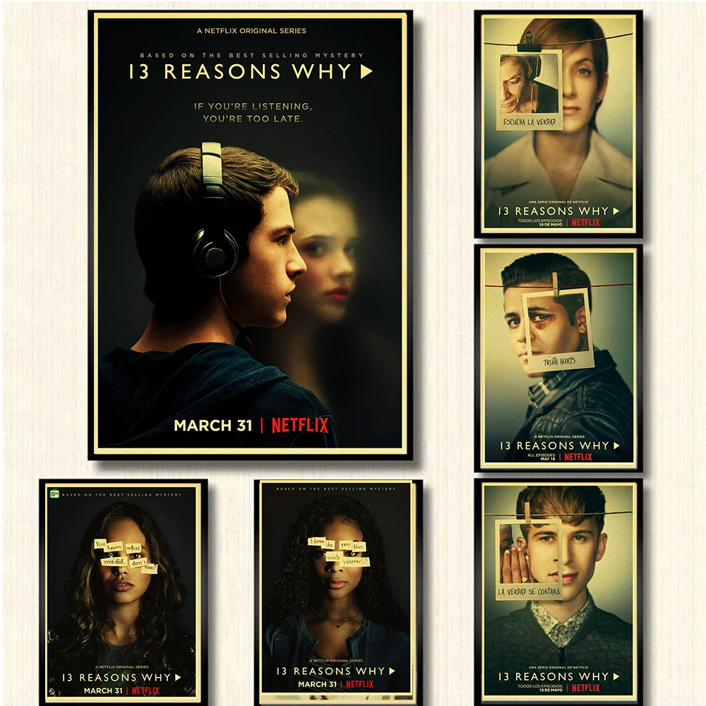 TV Series 13 Reasons Why poster home decor kraft paper print wall ...