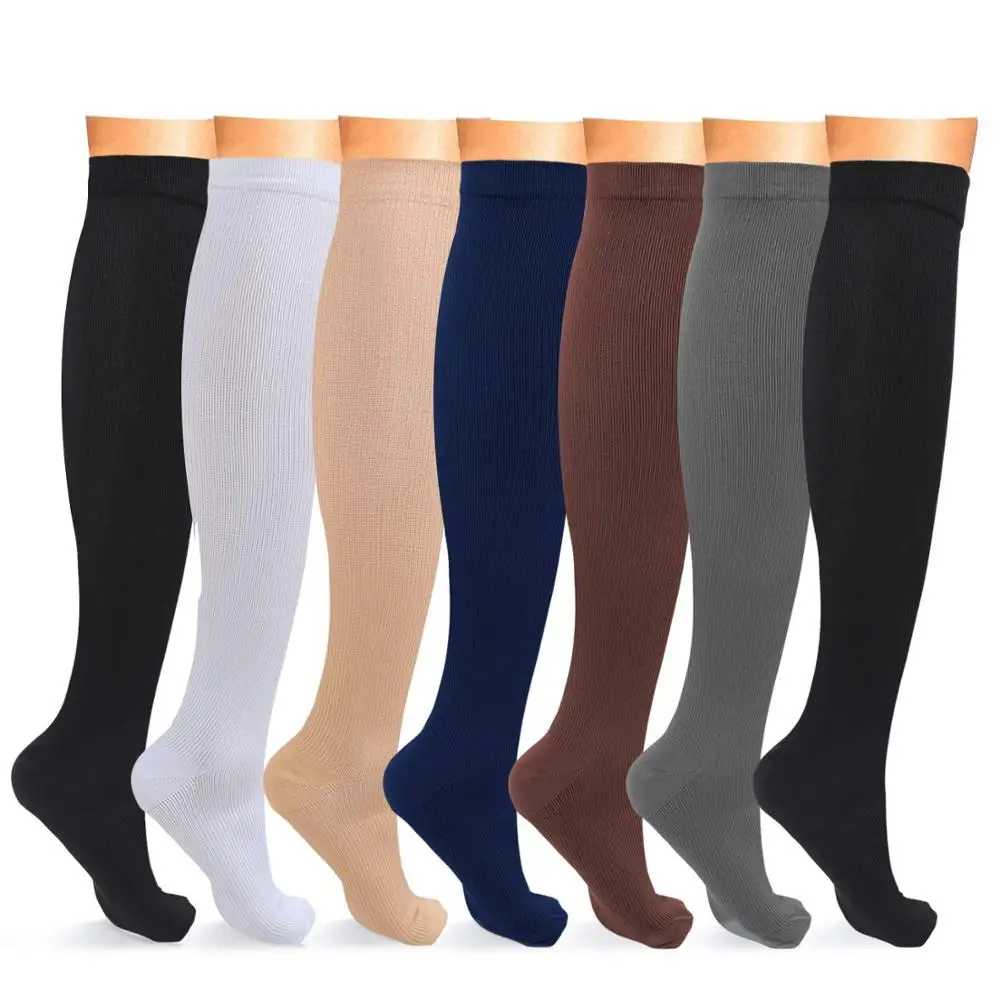 Compression Stockings Solid Color Pressure Varicose Vein Stocking Knee ...