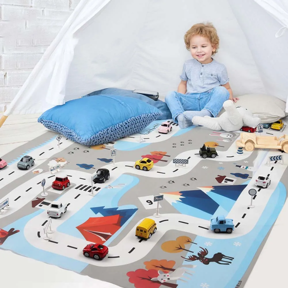 Cars Map City Parking Lot Roadmap Toy Model Car Mats Gifts 130 X 100cm ...