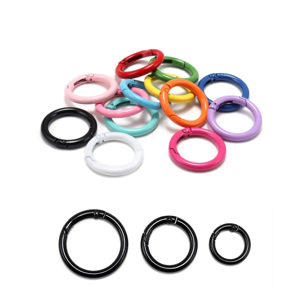 5pcs/lot Metal Spring Gate O Ring Openable Round Carabiner Keychain Bag ...