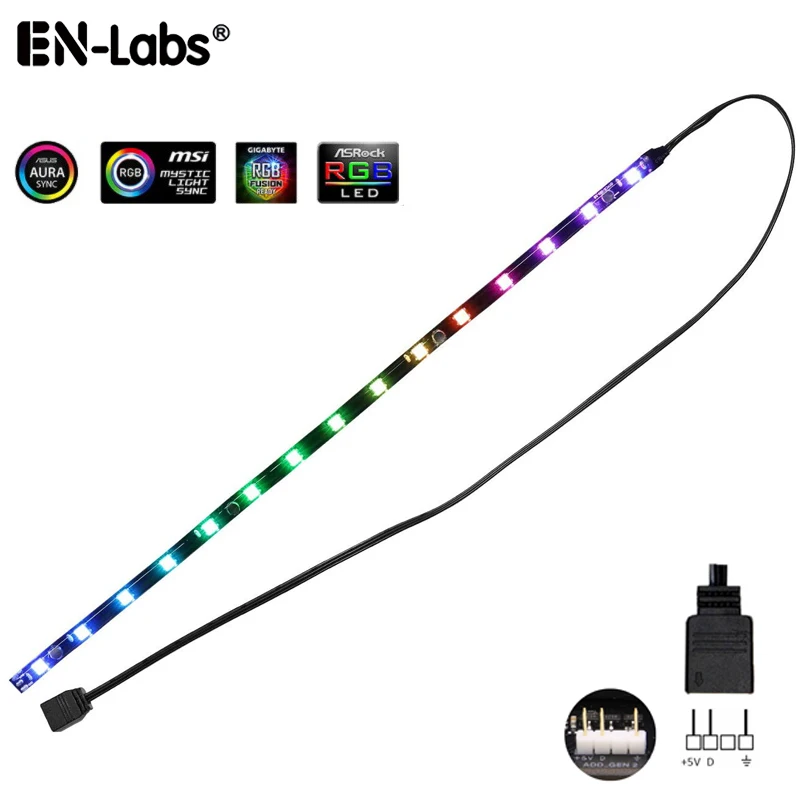 ARGB-LED-Strip-Lights-PC-Case-Motherboard-w-3Pin-5V-Addressable-RGB ...