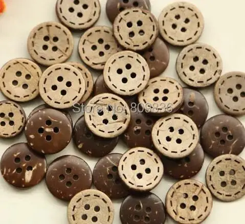 50pcs/lot Size: 10mm-20mm New 4 Holes Natural Coconut Shell Button Bulk ...