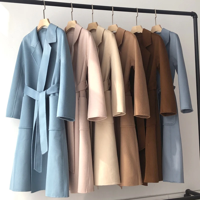 Korean Women Handmade Hepburn Corrugated Water Ripples Coat Double ...