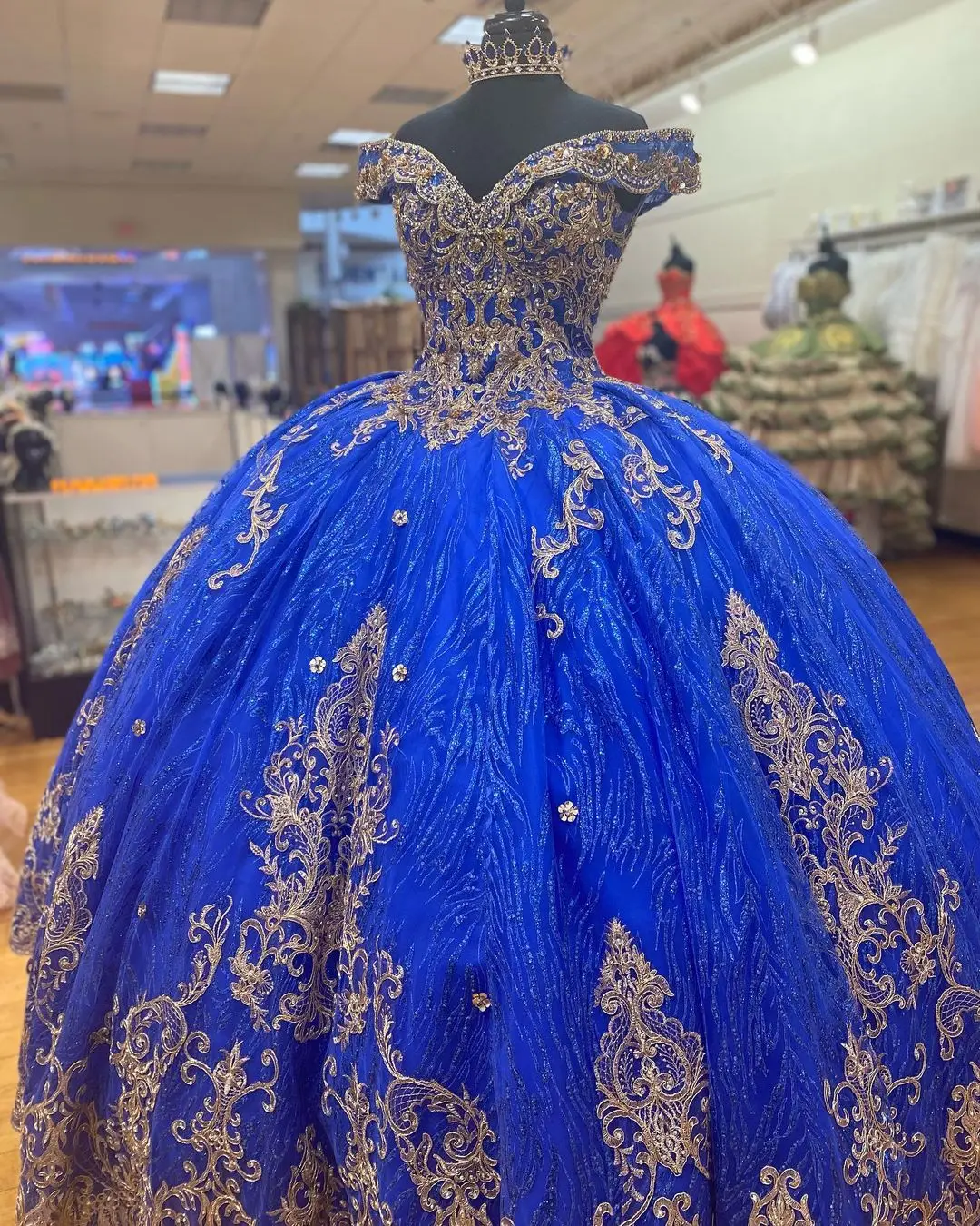 Dark Blue With Gold Quinceanera Dresses