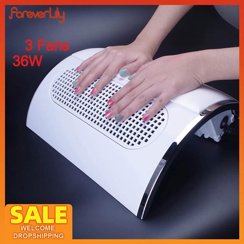 3 Fans Nail Dust Vacuum Cleaner 36w Nail Dust Collector Strong Suction ...