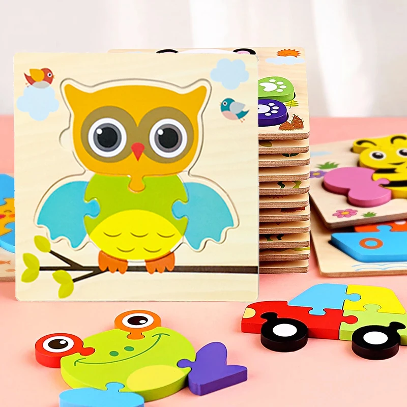 Kids Puzzles Toy Wooden Cartoon 3d Jigsaw Puzzle | Jigsaw Puzzle Early ...