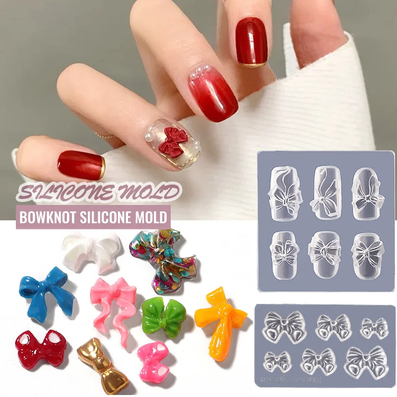 1pcs Nail Carving Mold Nail Art Mold 3d Bowknot Bear Butterfly Silicone ...