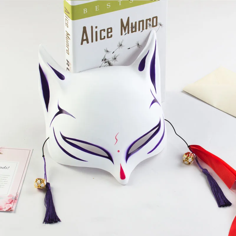 Anime Kabuki Kitsune Fox Half Face Rave Cosplay Mask - AllCosplay.com