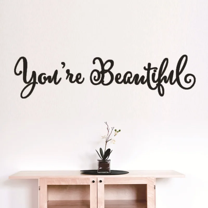 Juego de pegatinas de pared con letras "You're Beautiful", calcomanía ...