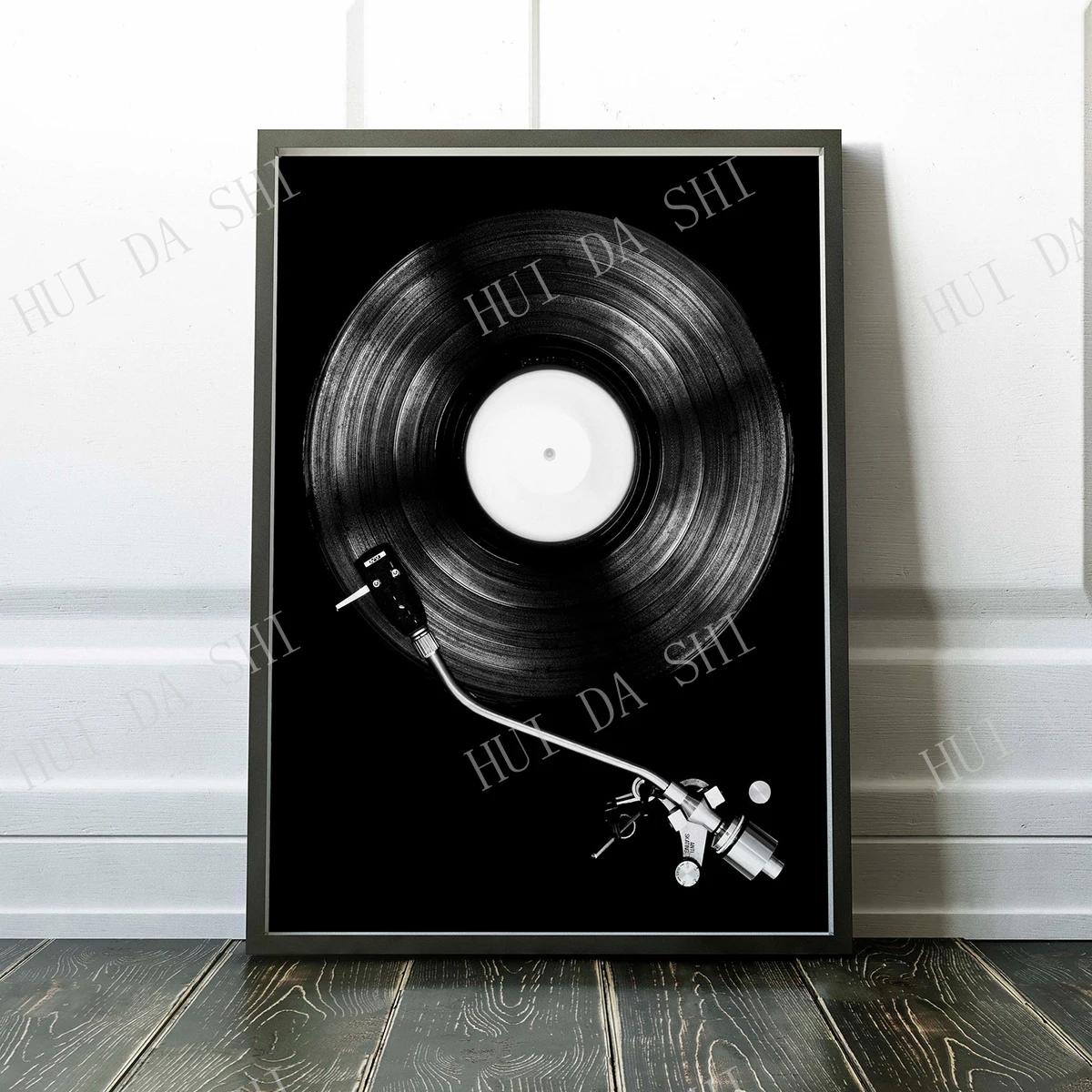 Black And White Vinyl Record Wall Art, Record Player Print Gift For ...