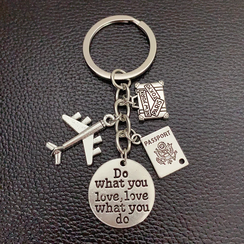 1pcs Pilot Aviator Key Chains Airplane Charms Passport Keyring Hoilday ...
