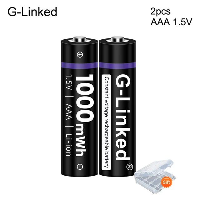 AAA Battery 1.5V Li-ion AAA Rechargeable Battery 1000mWh rechargeable ...