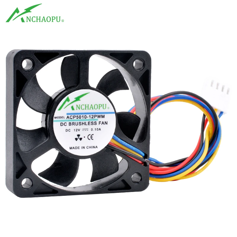 Acp5010-12pwm 5cm 50mm Fan 50x50x10mm 5010 Dc12v 0.10a 4pin Cooling Fan ...