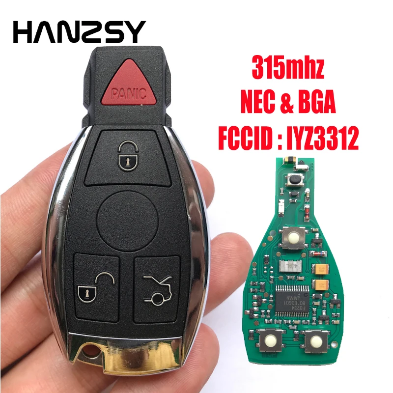Complete 315Mhz NEC/BGA 4 Button Smart Key For Mercedes Benz W169 W245 ...