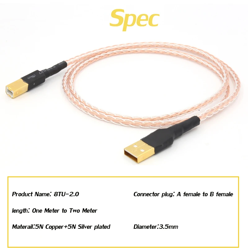 8xTwist-5N-OCC-pure-copper-silver-plated-braided-HIFI-USB-Cable-DAC-A-B ...