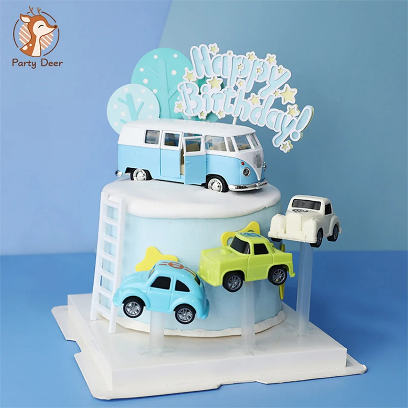 MIni-Car-Bus-Cake-Topper-for-Birthday-Party-Decor-Alloy-Locomotive-Baby ...