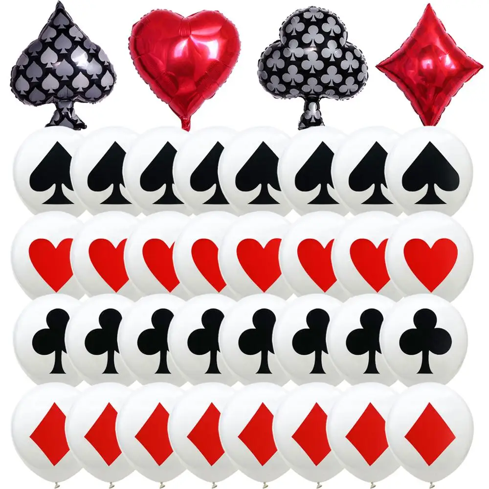 2/12pc 12/18inch Poker Casino Latex Balloon Aluminum Foil Balloons ...