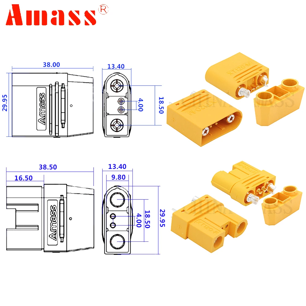 Amass XT120 (2 + 2) DC500V большой ток 60A-120A мама/Папа латунные ...