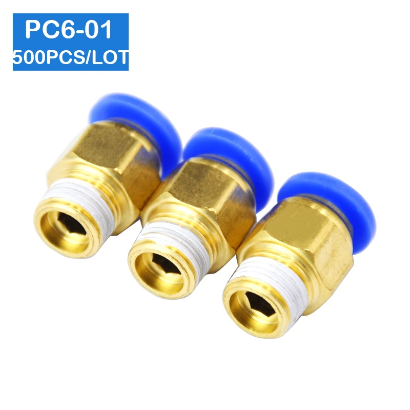 Free shipping HIGH QUALITY 500pcs BSPT PC6 01, 6mm to 1/8" Pneumatic ...