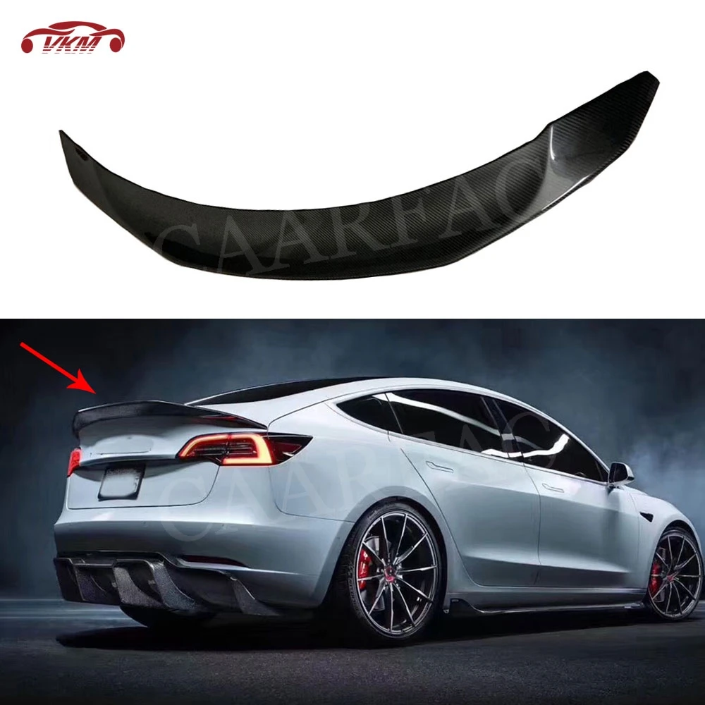 V Style Carbon Fiber Rear Trunk Spoiler Wings For Tesla Model 3 Spoiler ...