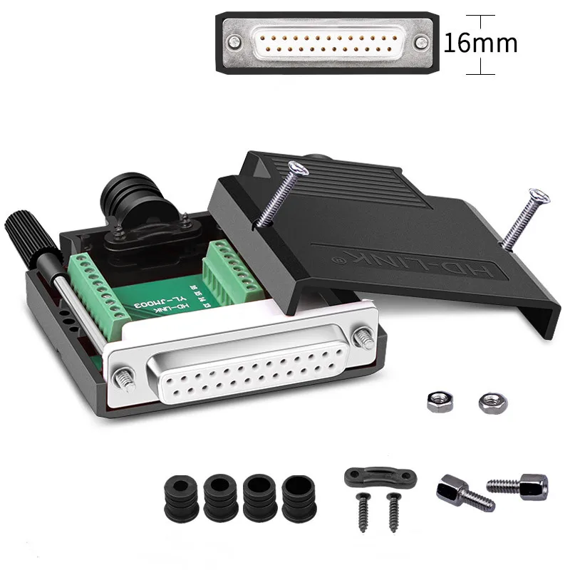 DB25 Connector 25Pin D-sub Male/Female Signals Terminals Connector Hole ...