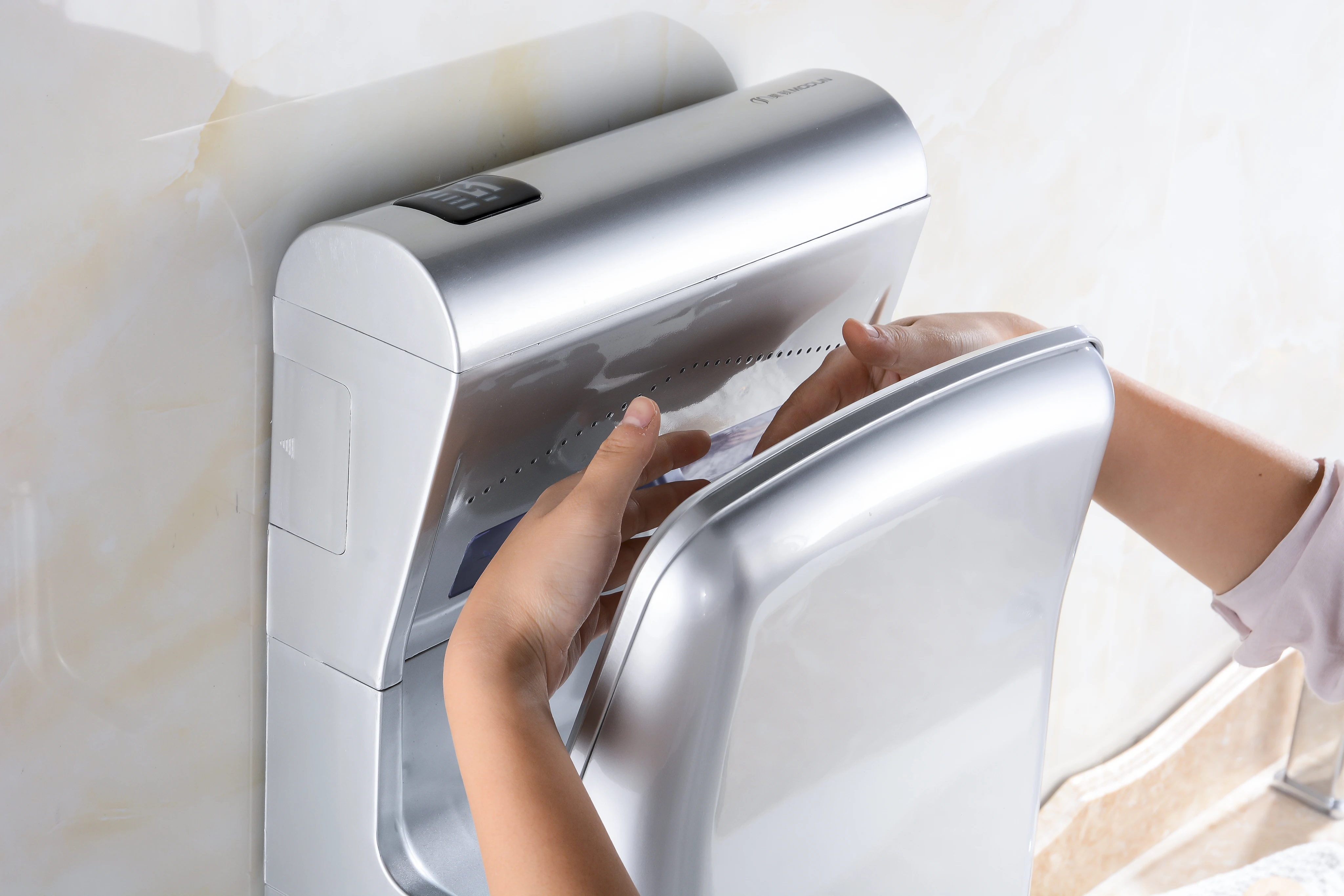 Secador de manos automático con luz UV blanca, de acero inoxidable, de ...