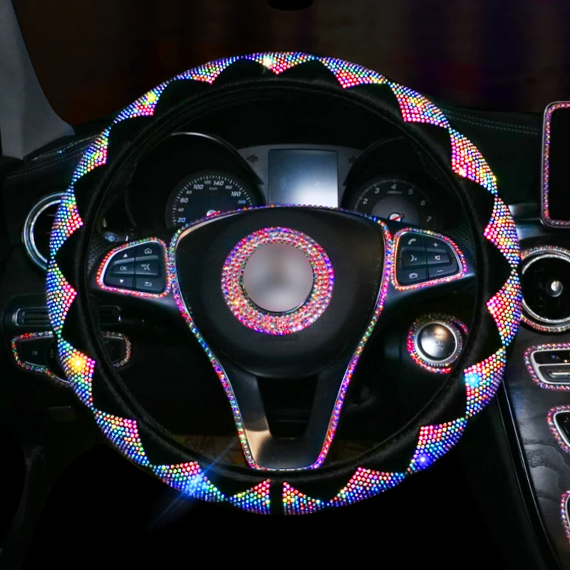 Luxury Crystal Colorful Rhinestone Car Steering Wheel Covers Diamante ...