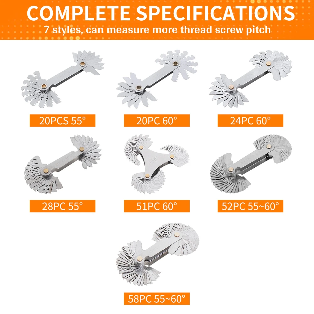 55-60 Degree Stainless Steel Screw Gauge Metric Iinch Screw Thread ...