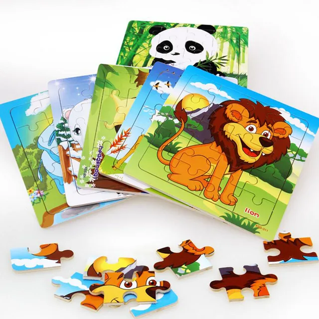 20 Slice Lion Animal Puzzle Wooden Small Piece Kids Toy Wood Jigsaw ...