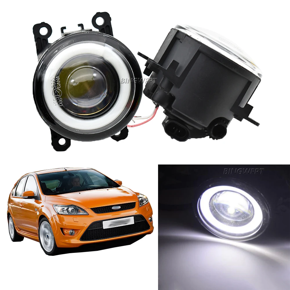 2PCS Car LED Fog Light Angel Eye DRL Front Fog Lamp For Ford Focus MK2 ...