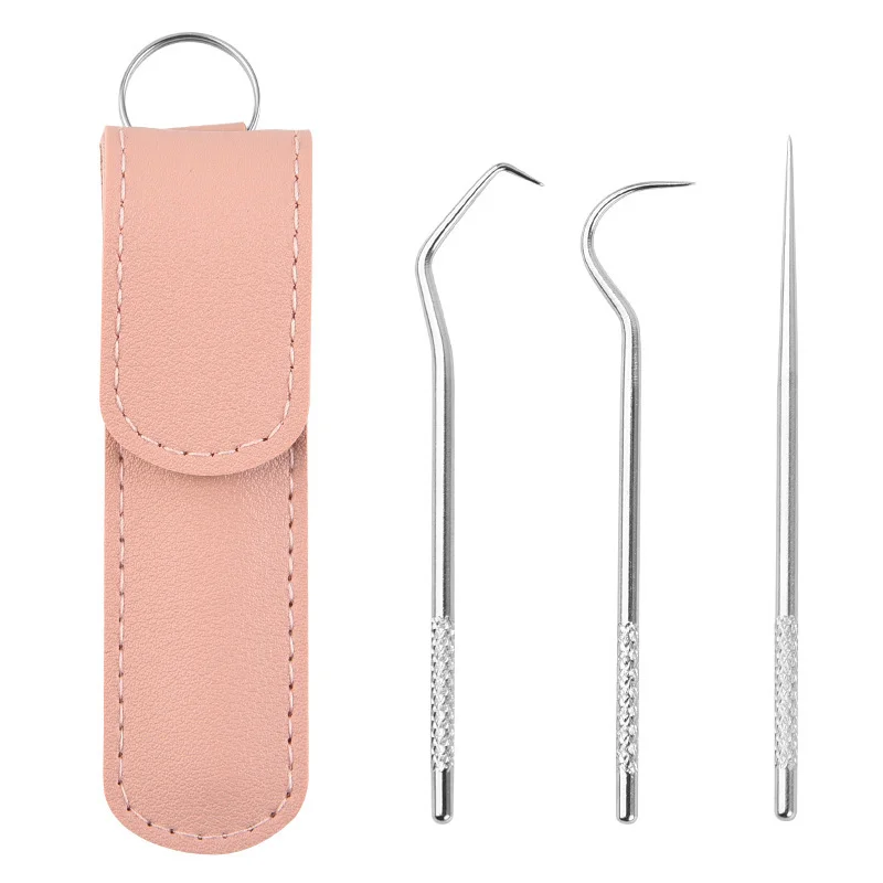 3Pcs Toothpick Set Stainless Steel Toothpick Metal Dental Floss ...