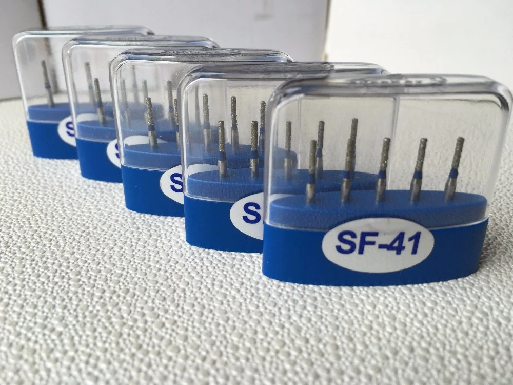 5 caixas de diamante dental burs SF 41 fg médio 1.6m para handpiece de alta velocidade|dental ...