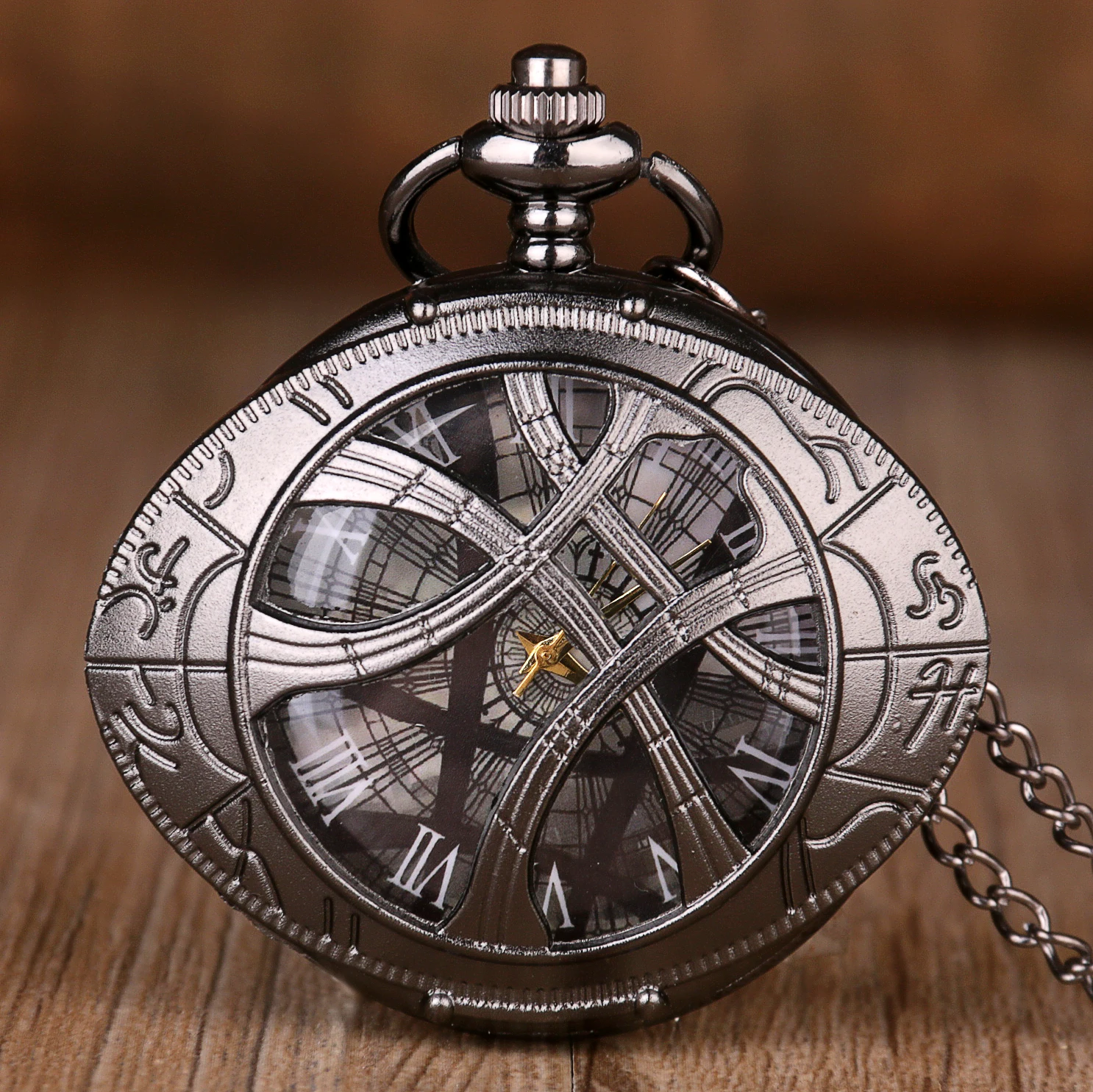 Vintage Bronze Eye Round Case Shape Quartz Pocket Watch Jewelry Pendant ...
