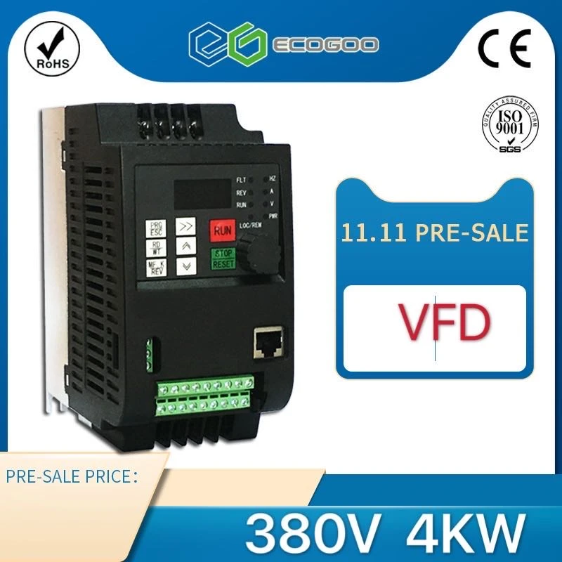9100 Series Vector Frekuensi Variabel AC Drive Inverter 380V 3Phase 4KW Adjustable Kecepatan ...