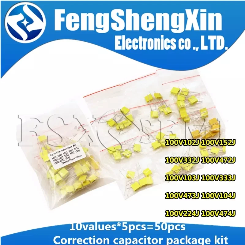 10values-5-PCS-50PCS-KIT-Correction-capacitor-package-kit-100V-102J ...