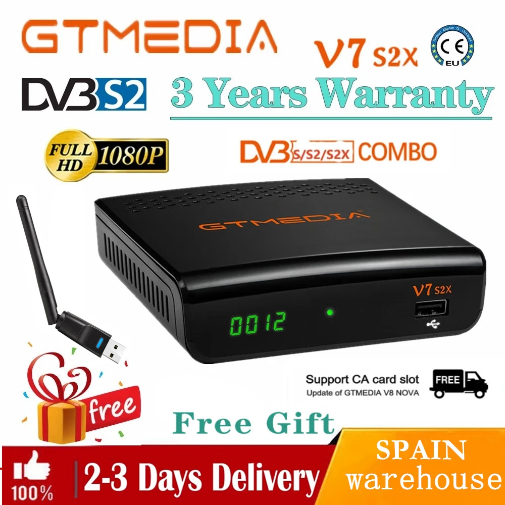 1080P GTmedia V7 S2x/V7 HD DVB S2 Satellite Receiver with USB Wifi ...