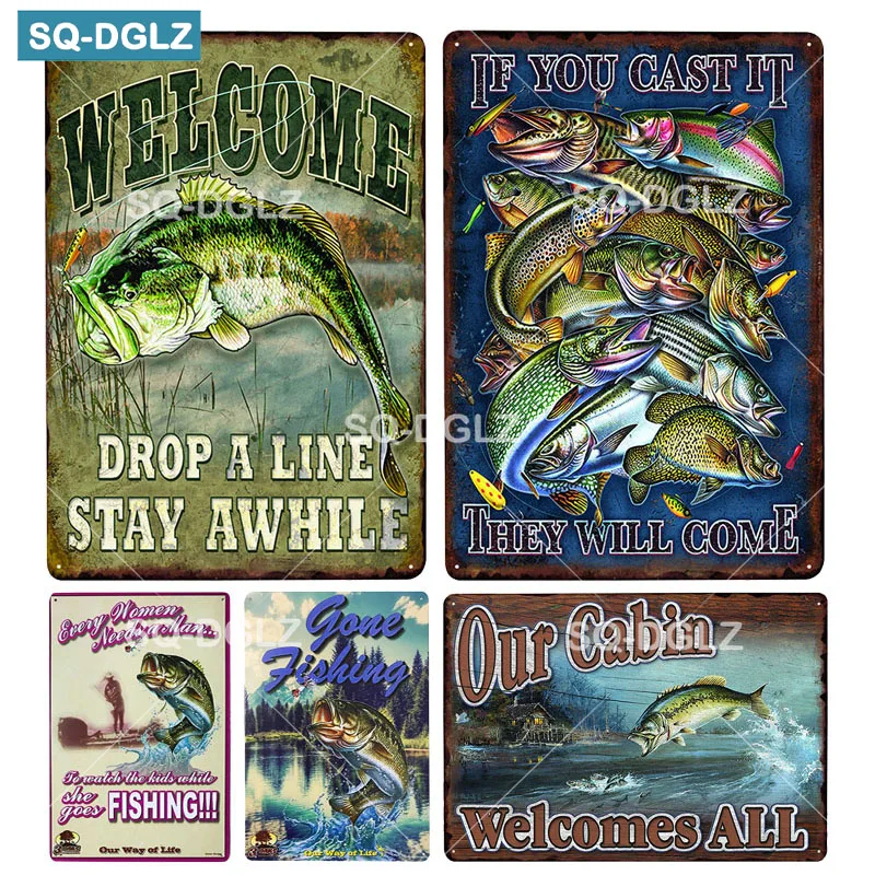 Decoration Fisherman | Metal Posters Fisherman | Vintage Signs Decor ...