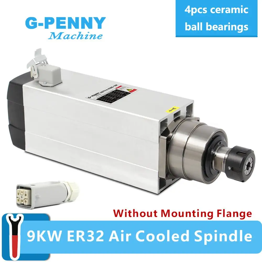 9kw Cnc Spindle Motor 220v 380v Air Cooled 4poles Er32 600hz 18000rpm ...