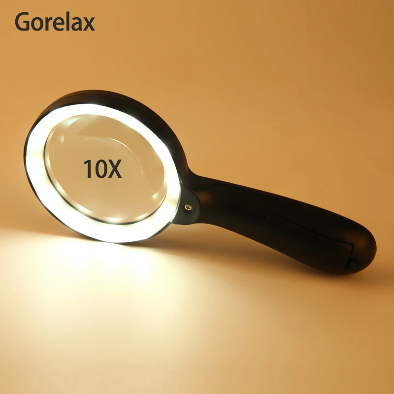 Lighted Magnifying Glass 10x Handheld Magnifying Glass With 12 Led ...