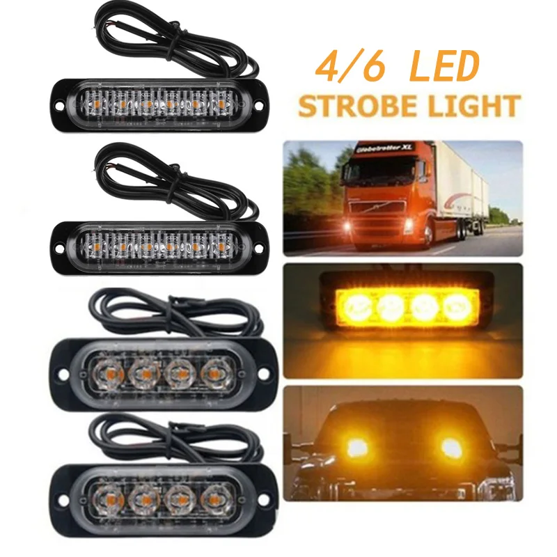 Ultra-Thin-4-Chips-Car-LED-Strobe-Light-Emergency-Light-Grill-Breakdown ...