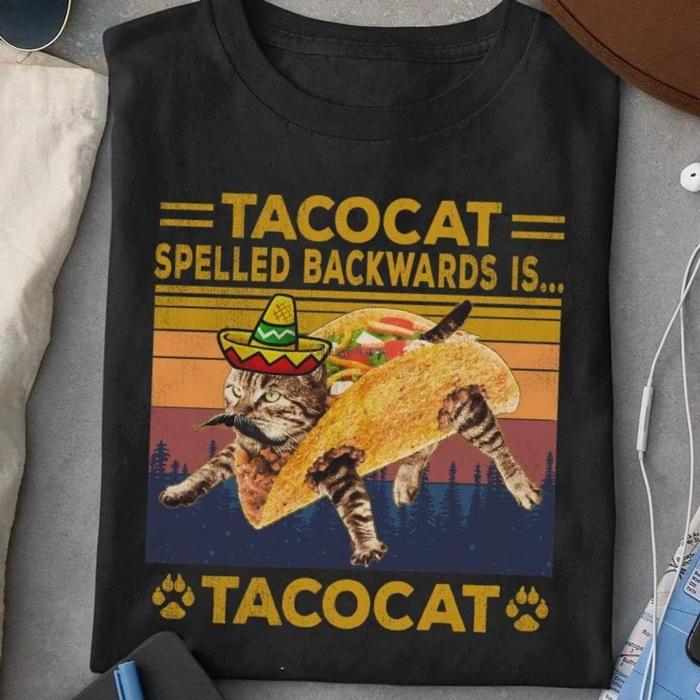 Tacocat Spelled Backwards Is Tacocat Shirt Taco & Cat Lover T Shirt Cat ...
