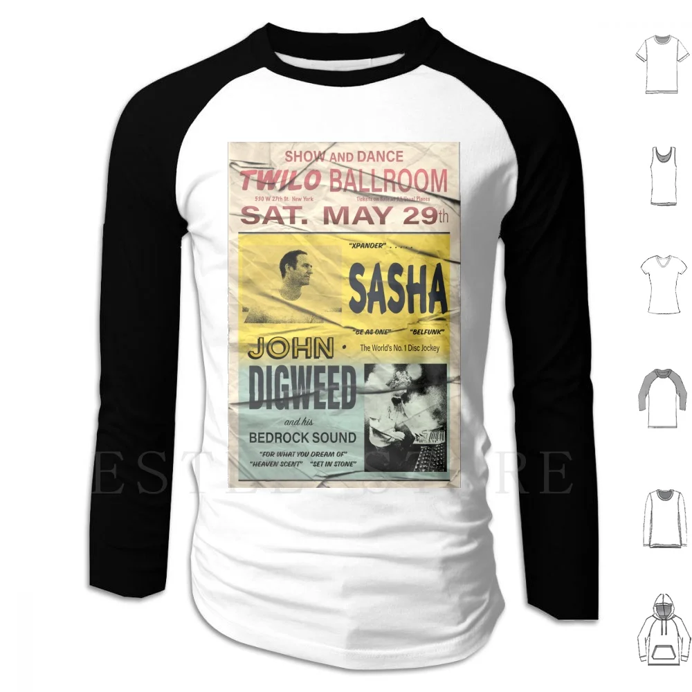 Sasha And John Digweed Twilo Retro Poster Hoodie Long Sleeve House ...