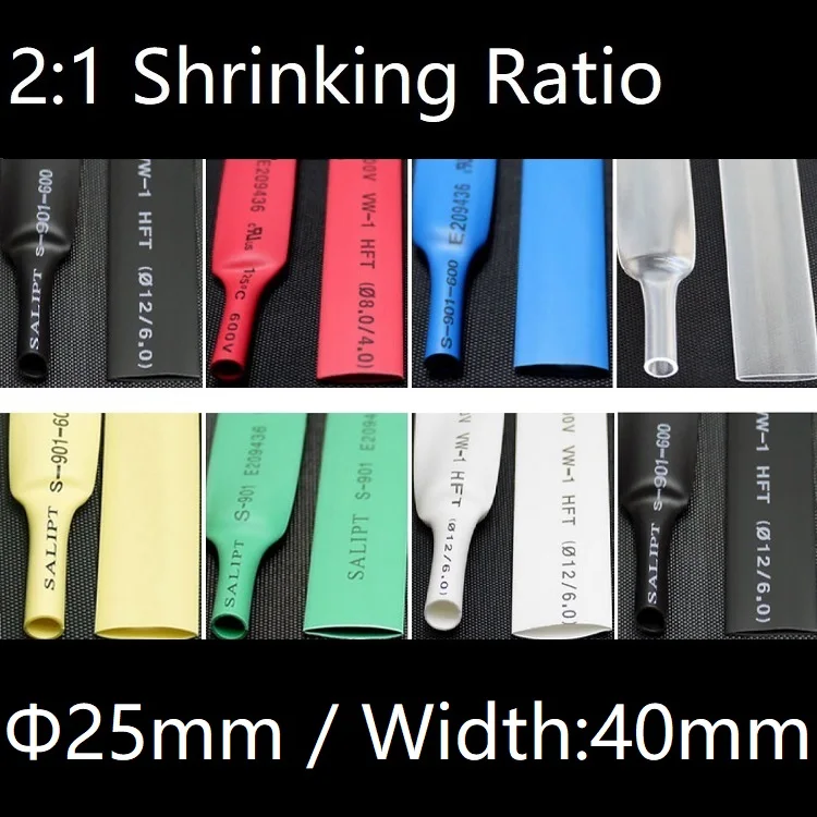 Dia 25mm (Width 40mm) Heat Shrink Tube 2:1 Polyolefin Thermal Cable ...