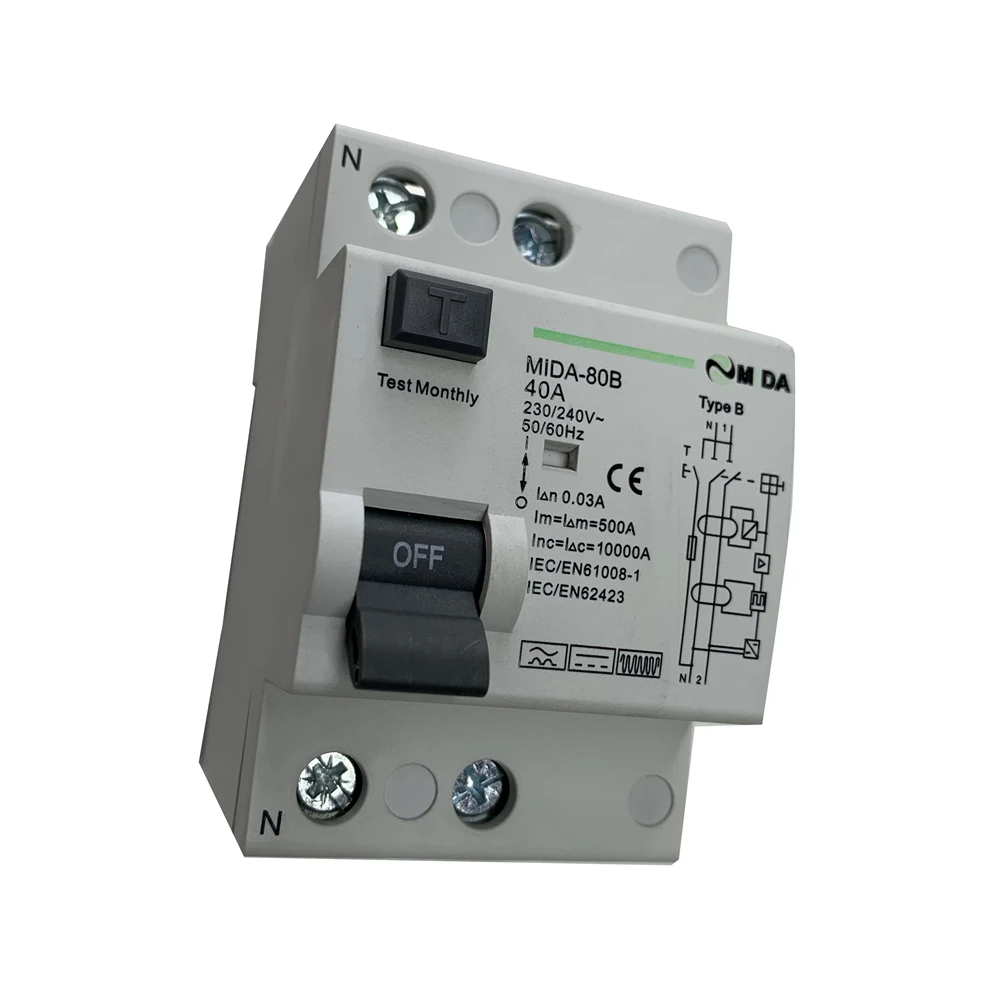 2Pole Type B RCCB 10KA 30mA 40A 63A 80A B Type RCD Circuit, 42% OFF