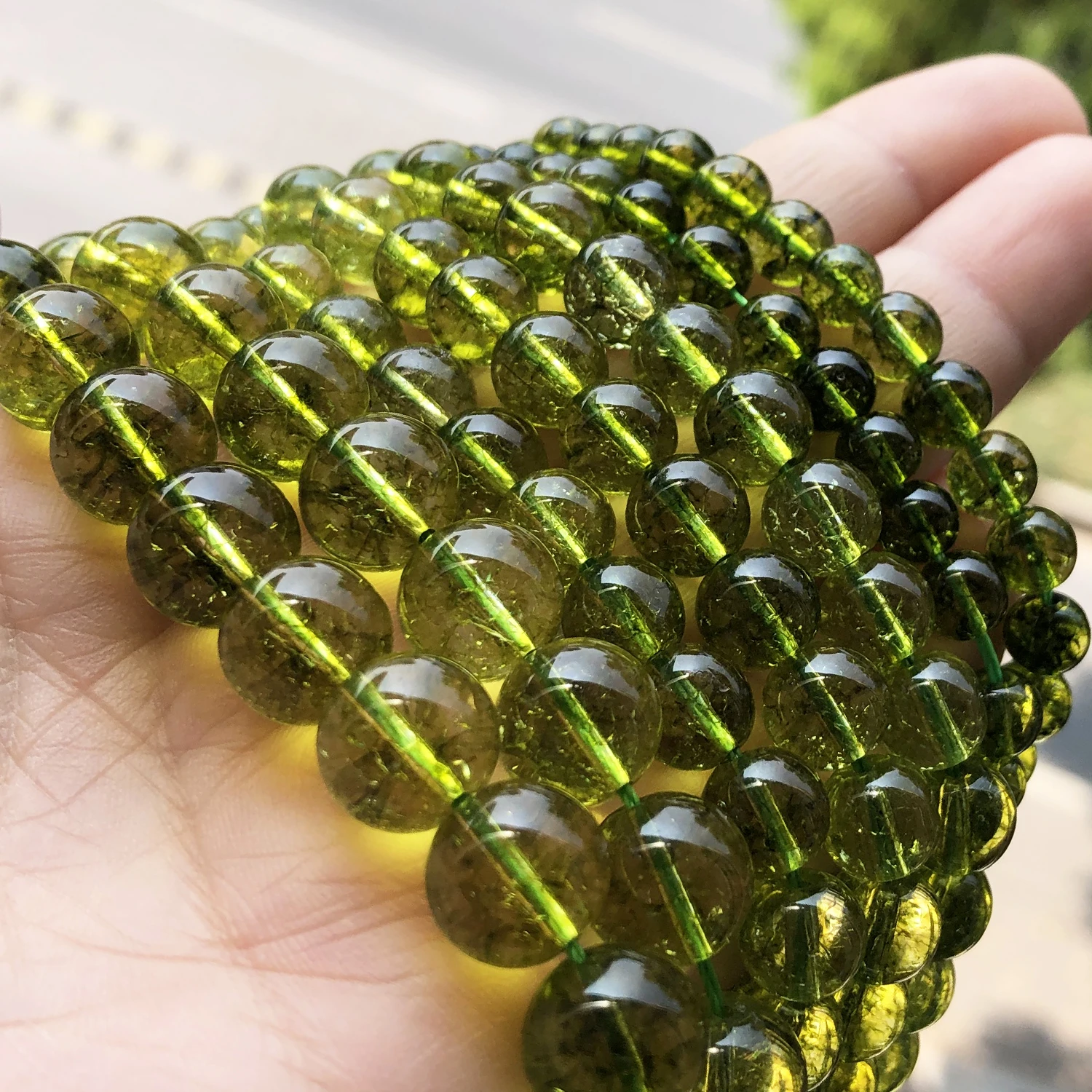 Green Peridot Stone Beads Round Loose Rondelle Beads For Jewelry Making ...