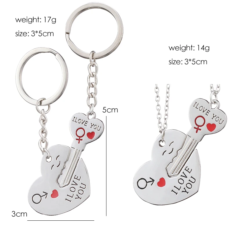 Fashion Charm Couple I LOVE YOU Letter Keychain Heart Key Ring Silvery ...